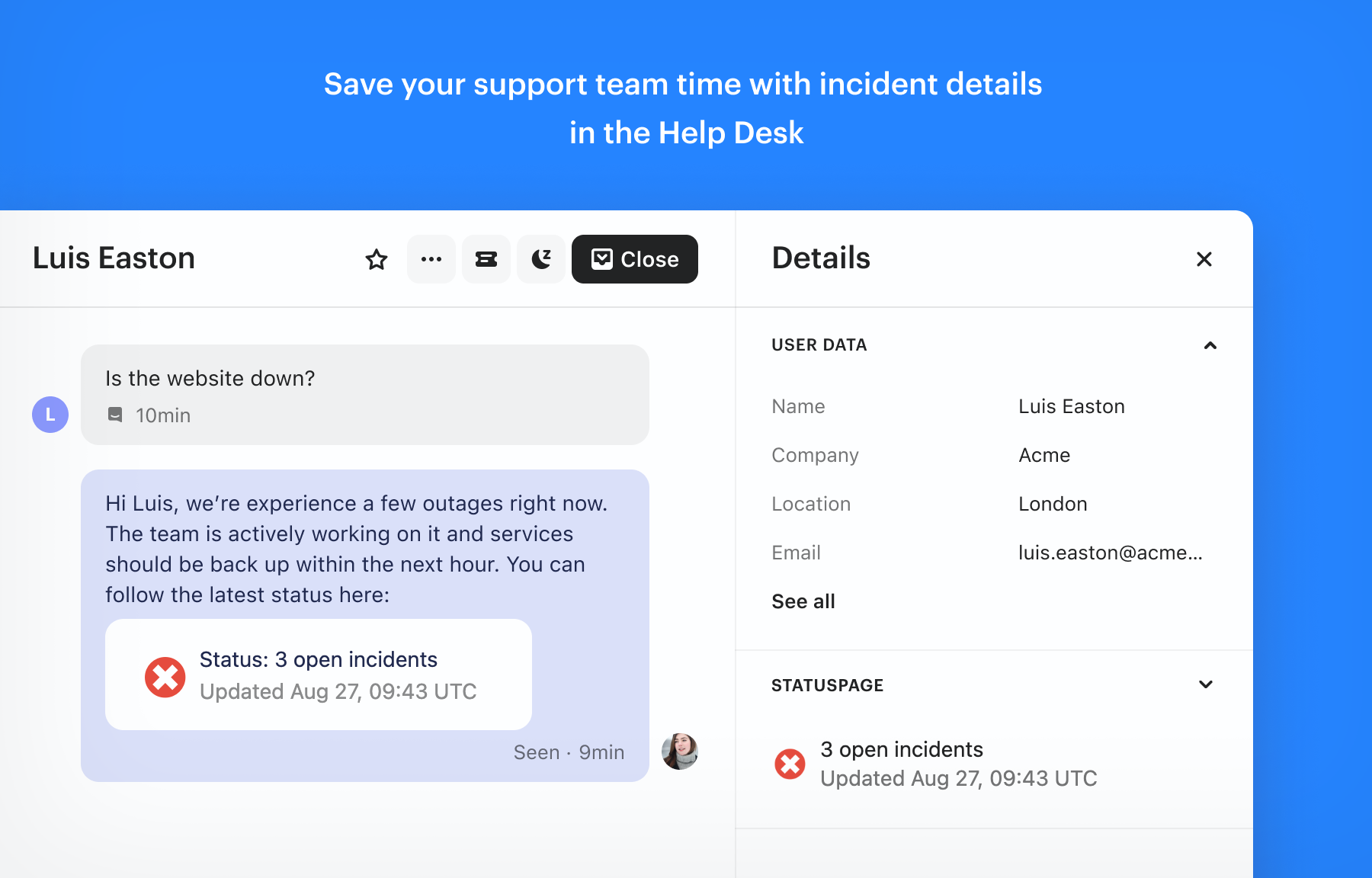 Statuspage | App Store | Intercom