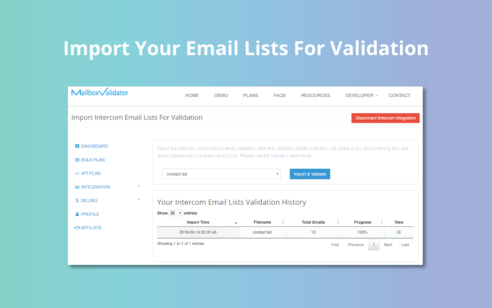MailboxValidator | App Store | Intercom