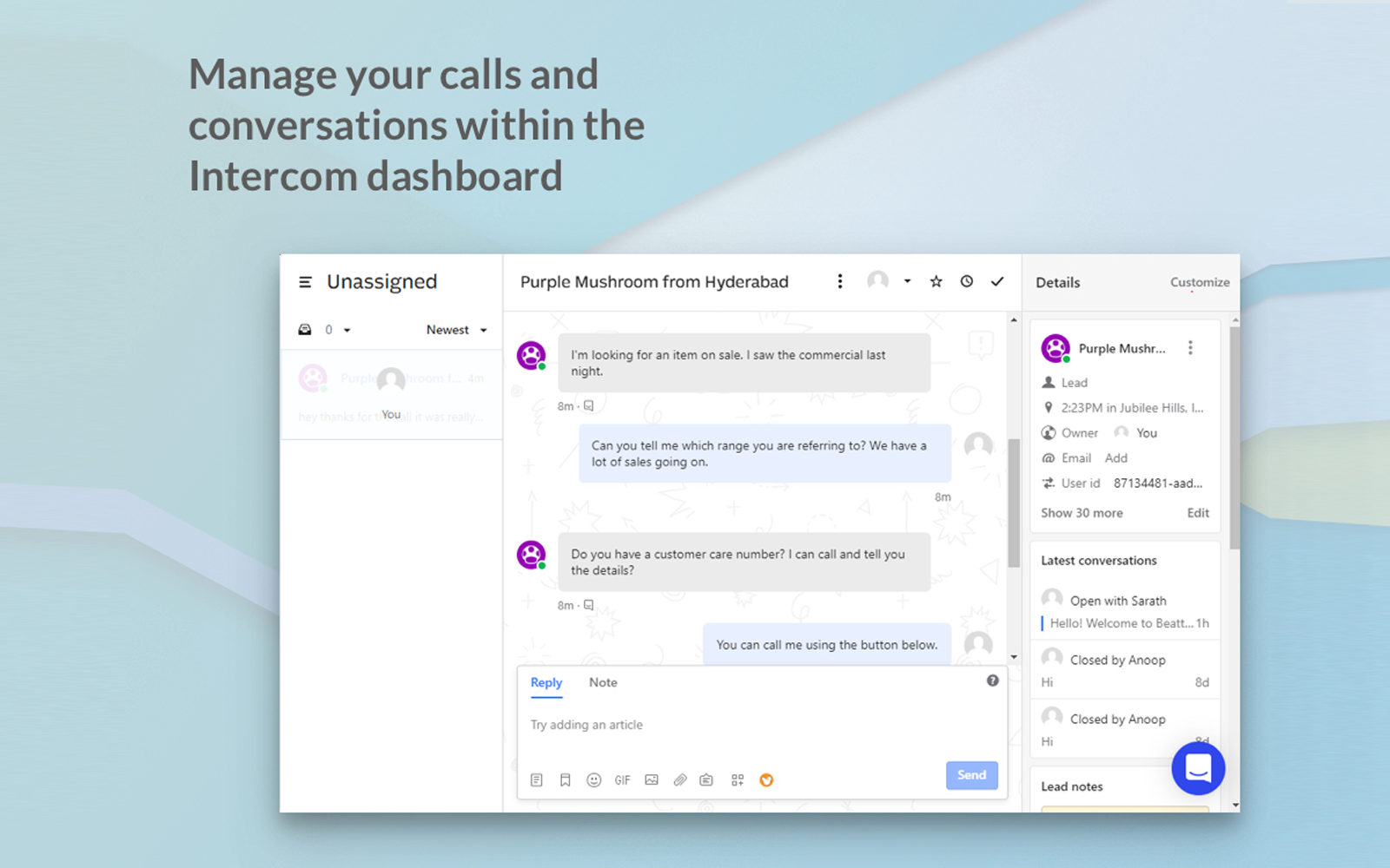 Ozonetel Call Widget | App Store | Intercom