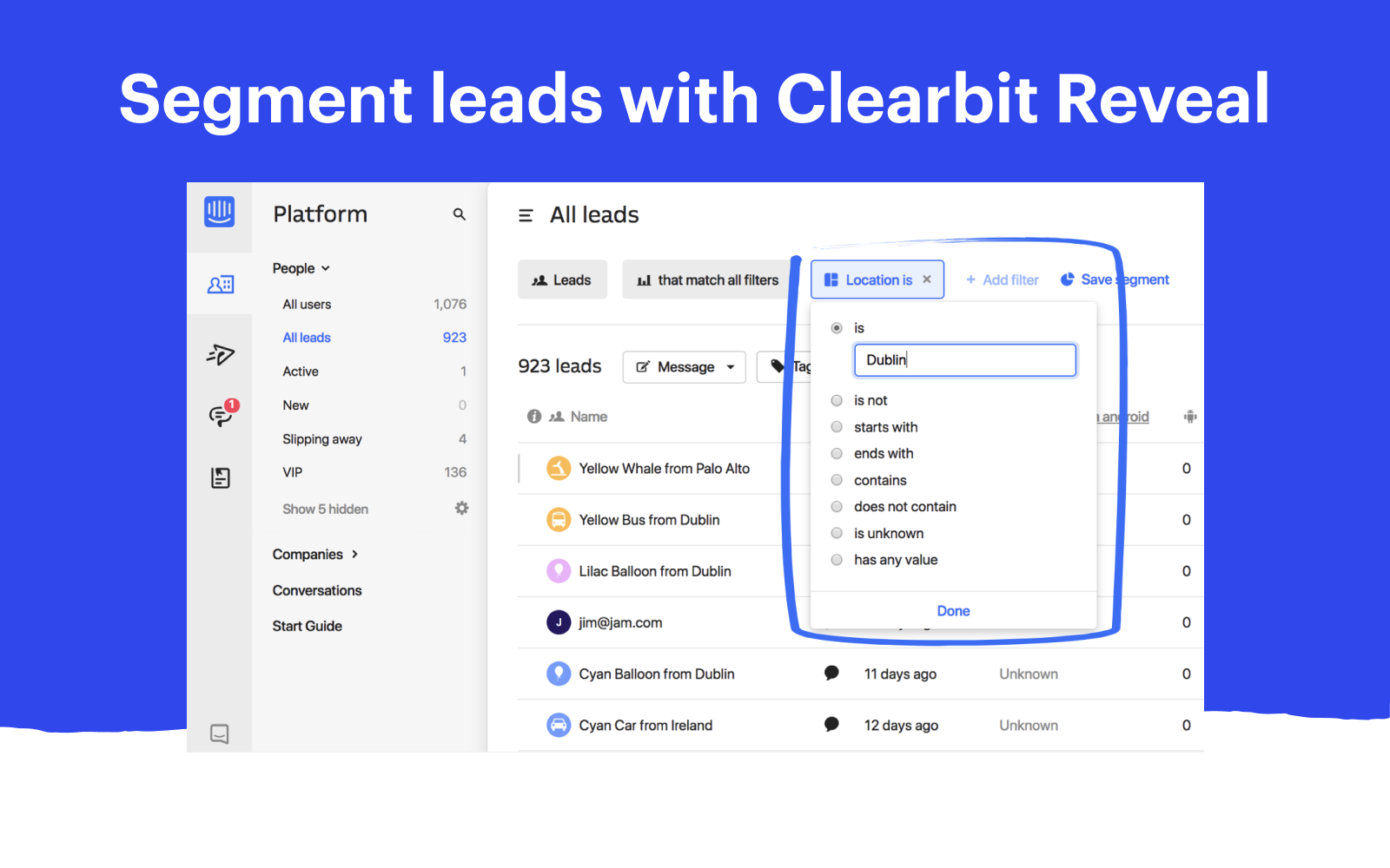 Clearbit Reveal | App Store | Intercom
